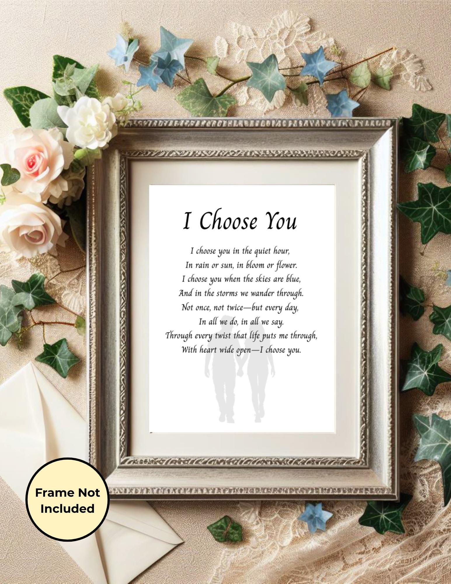 I Choose You Love Poem Print – Anniversary Gift, Sentimental Wall Art ...