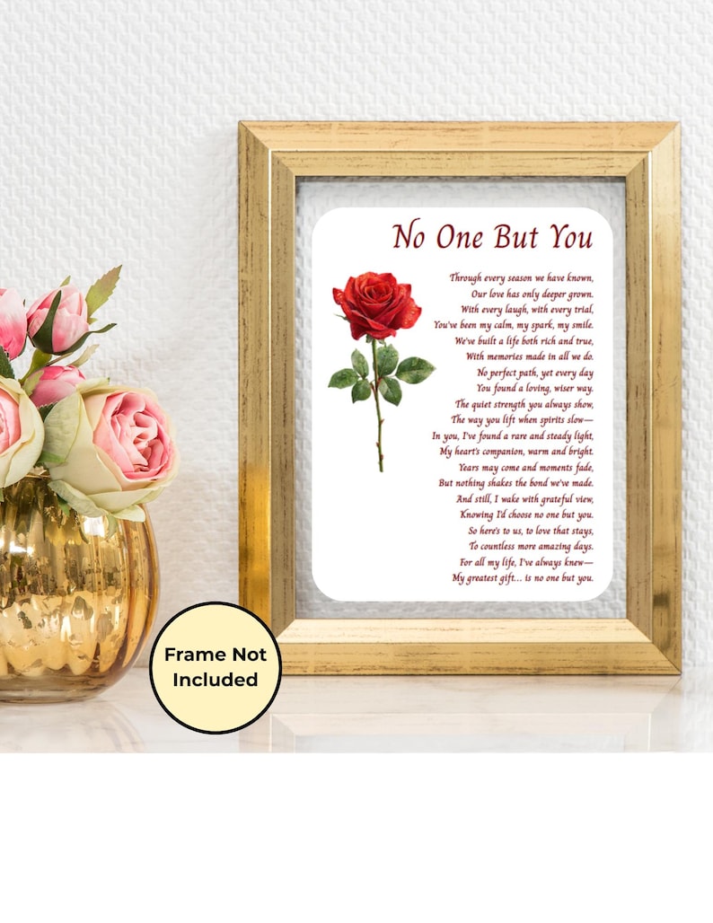 No One but You - Love Poem Print: Anniversary Gift, Romantic Wall Decor ...
