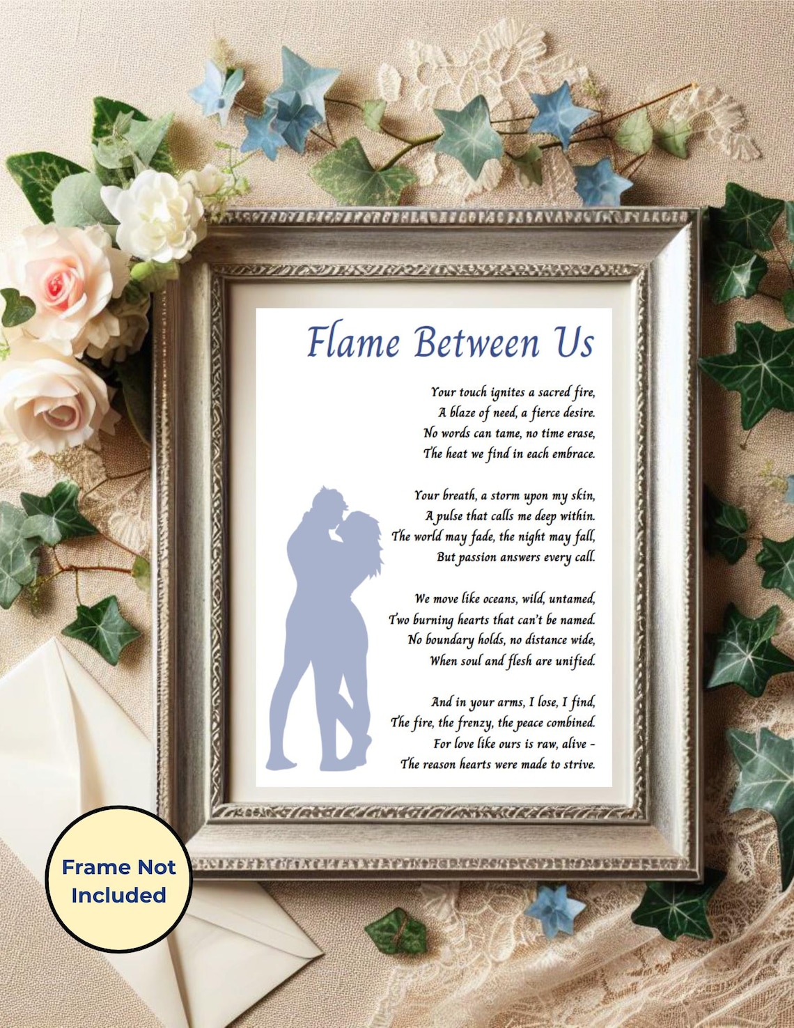 Flame Between Us - Romantic Love Poem Print: Anniversary, Couple ...