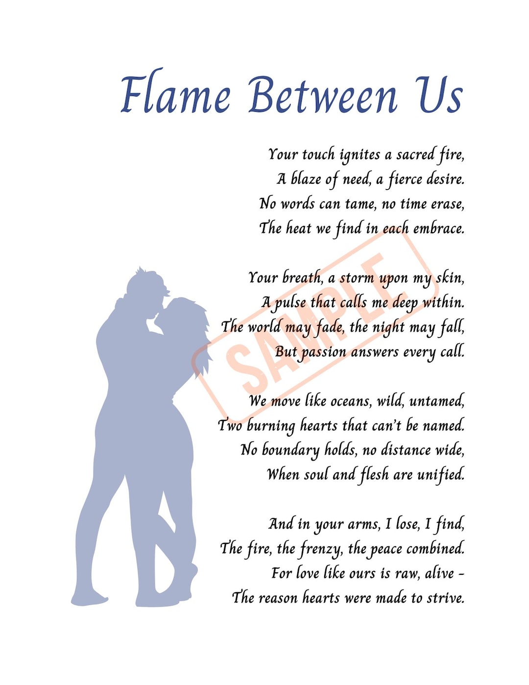 Flame Between Us - Romantic Love Poem Print: Anniversary, Couple ...