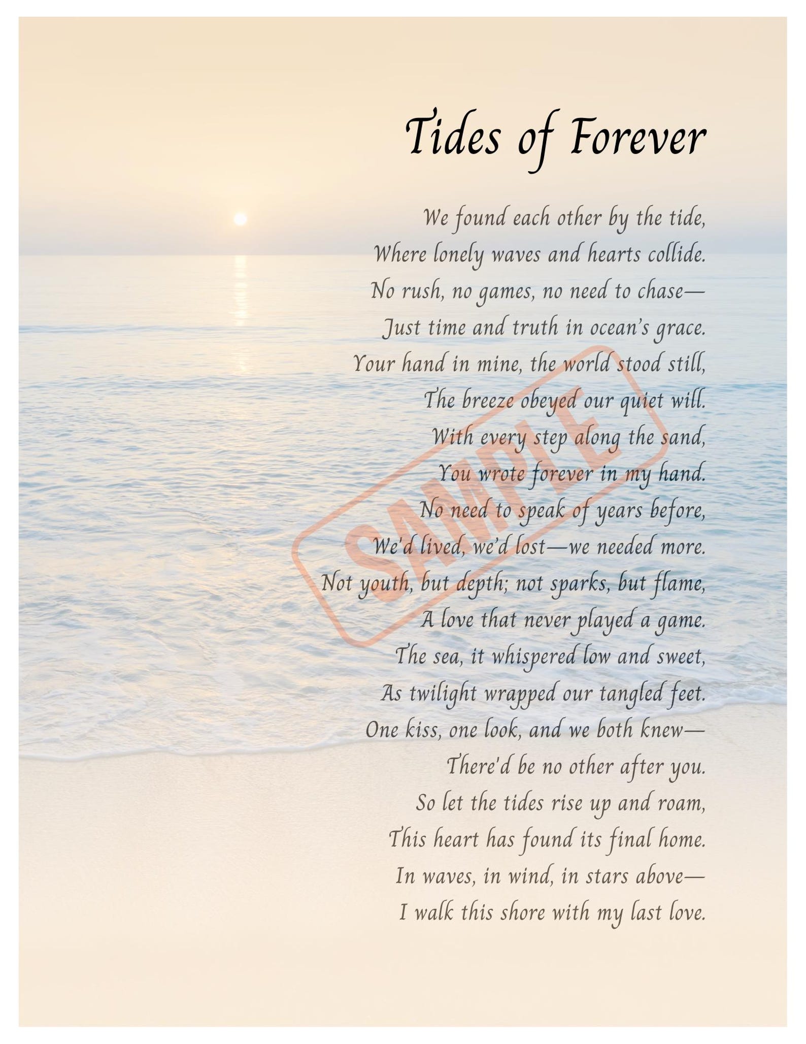 Beach Love Poem Print: Romantic Ocean Tides (digital Download) - Etsy