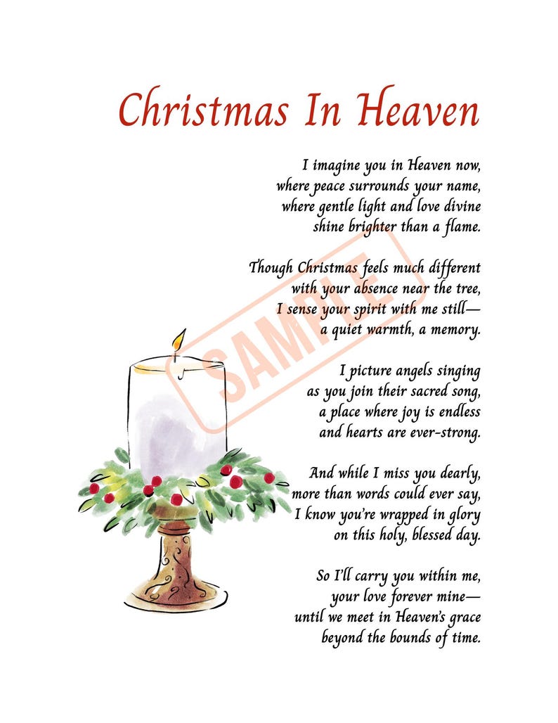 Christmas in Heaven Poem, Memorial Sign, Remembrance Gift (digital ...