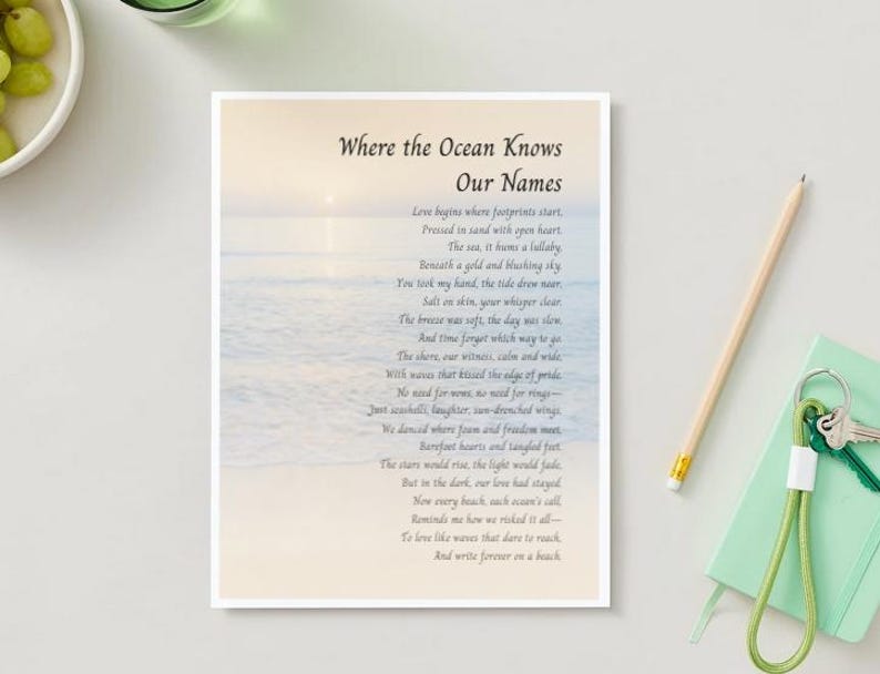 Beach Love Poem Print - Ocean Romance Anniversary Gift (digital ...