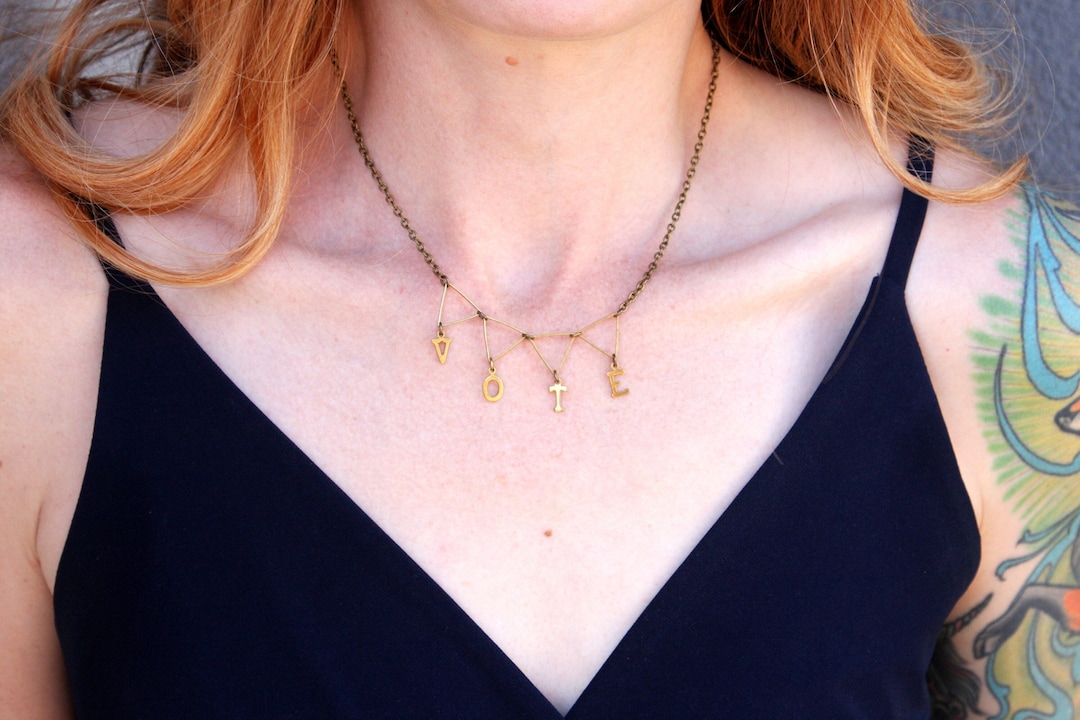 Vote Necklace, Bunting Necklace, Word Necklace, Political Jewelry ...