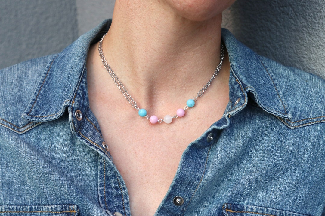 Transgender Necklace, Trans Pride Choker Necklace, Queer Beaded ...