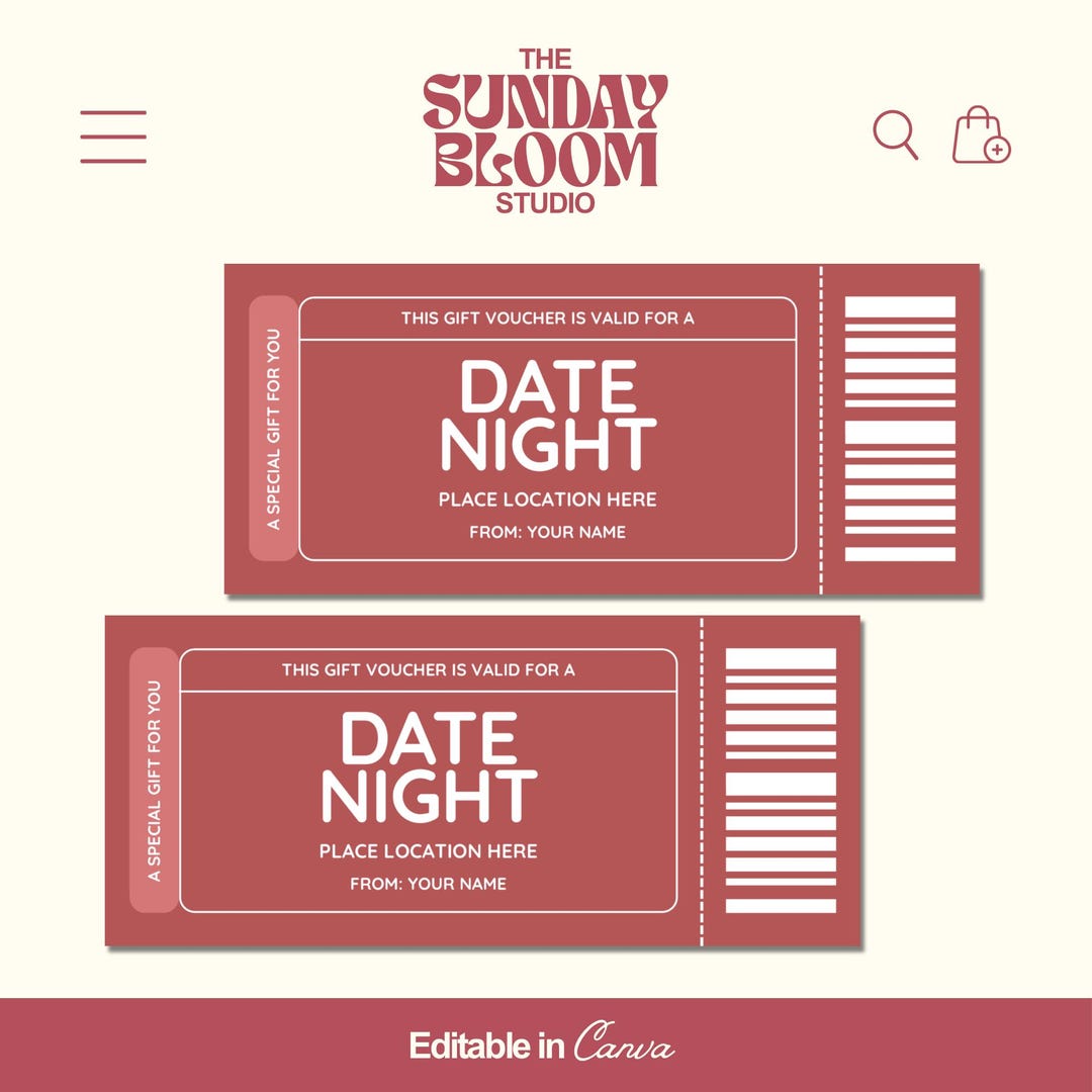 Date Night Gift Voucher, Dinner Reservation Gift Certificate, Dinner ...