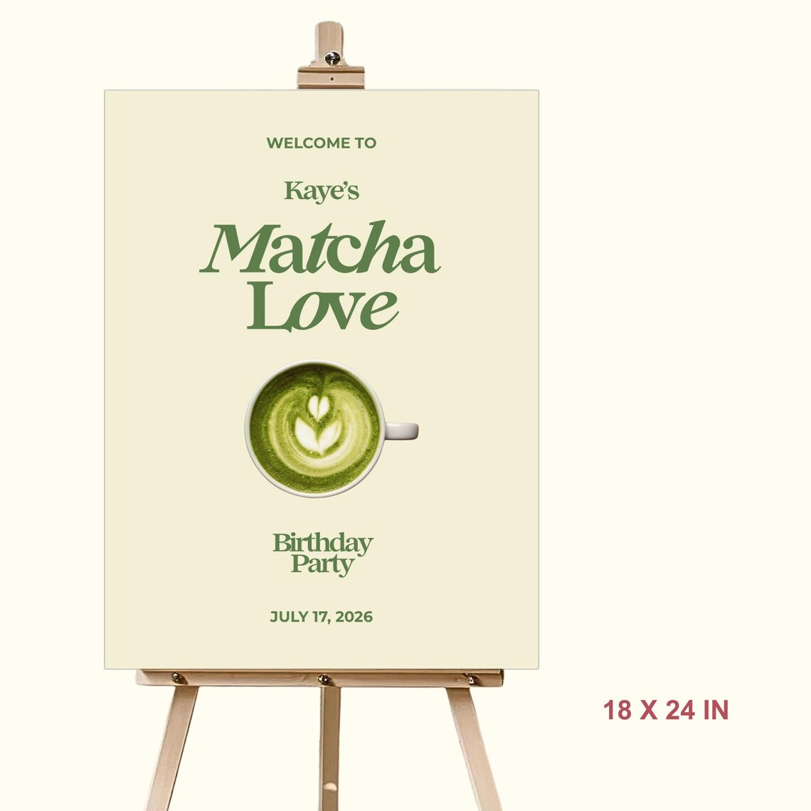 Green Matcha Love Birthday Welcome Sign, Matcha Birthday Welcome Sign ...
