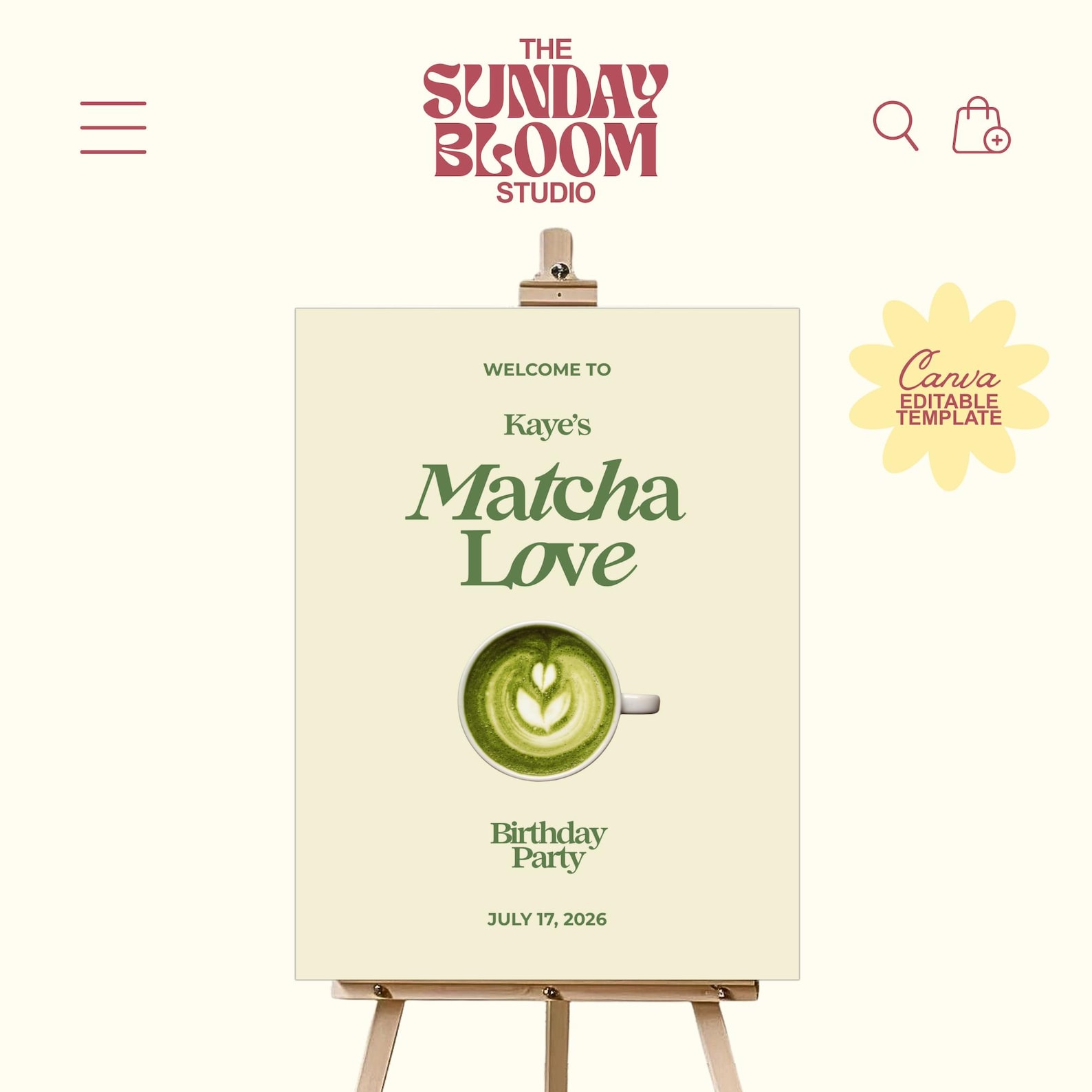 Green Matcha Love Birthday Welcome Sign, Matcha Birthday Welcome Sign ...