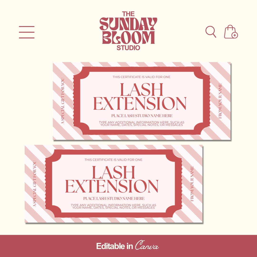 Lash Extension Gift Voucher, Lash Extension Gift Card, Lash Studio Gift ...