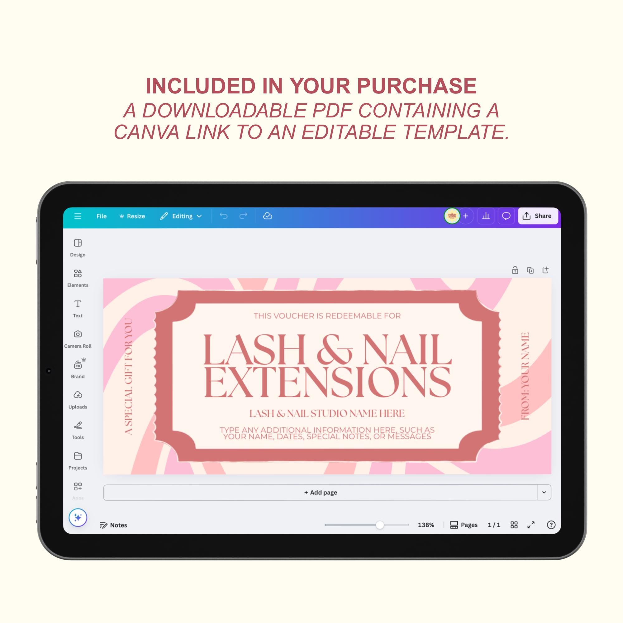 Lash and Nail Extensions Gift Voucher, Lash and Nail Gift Certificate ...