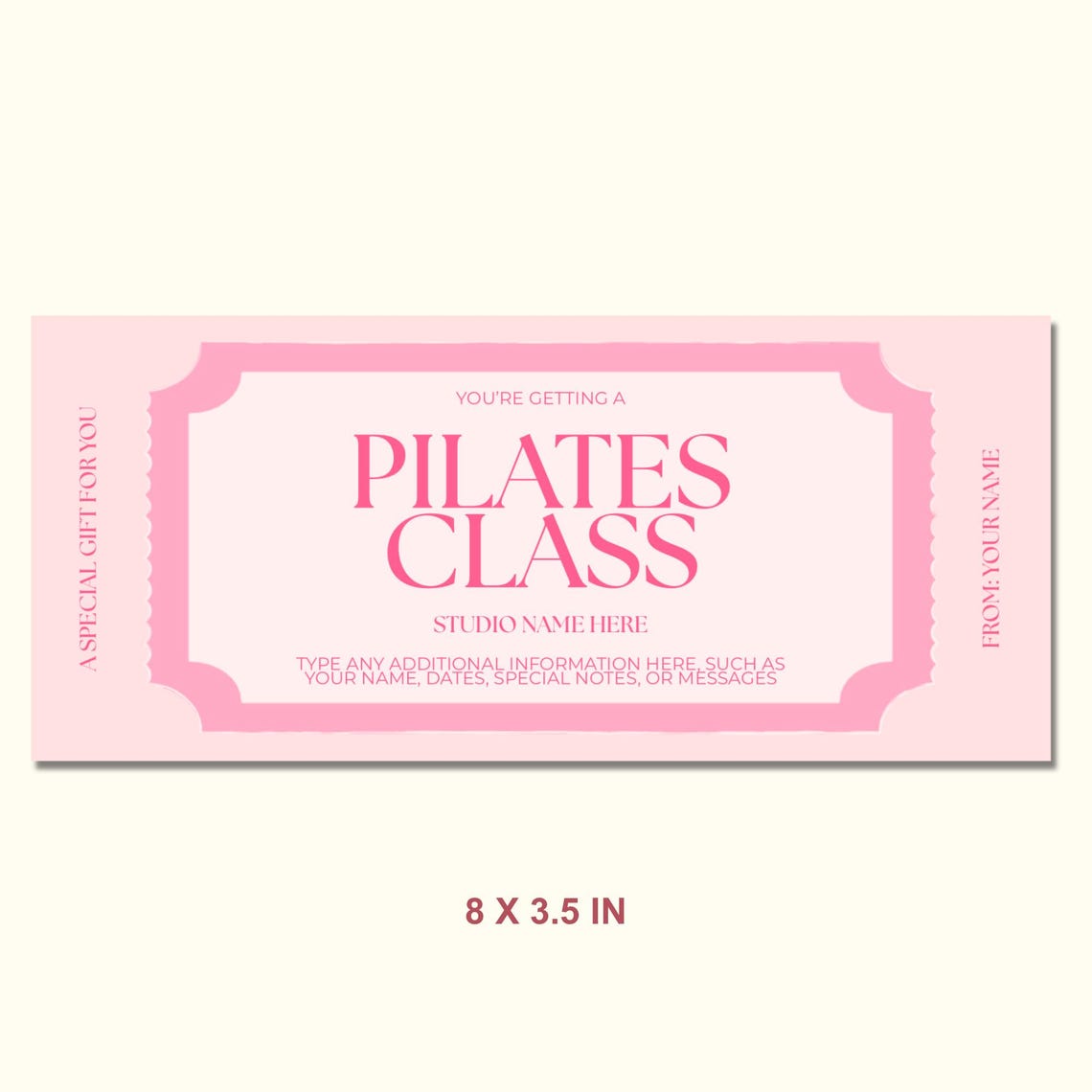 Pink Pilates Class Gift Voucher, Pilates Gift Certificate, Pilates Gift ...
