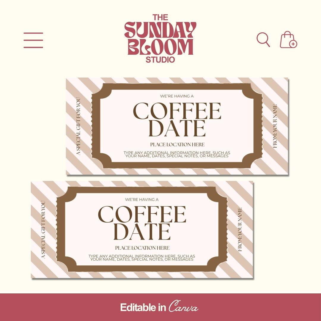 Coffee Date Gift Voucher, Coffee Date Gift Certificate, Coffee Date ...