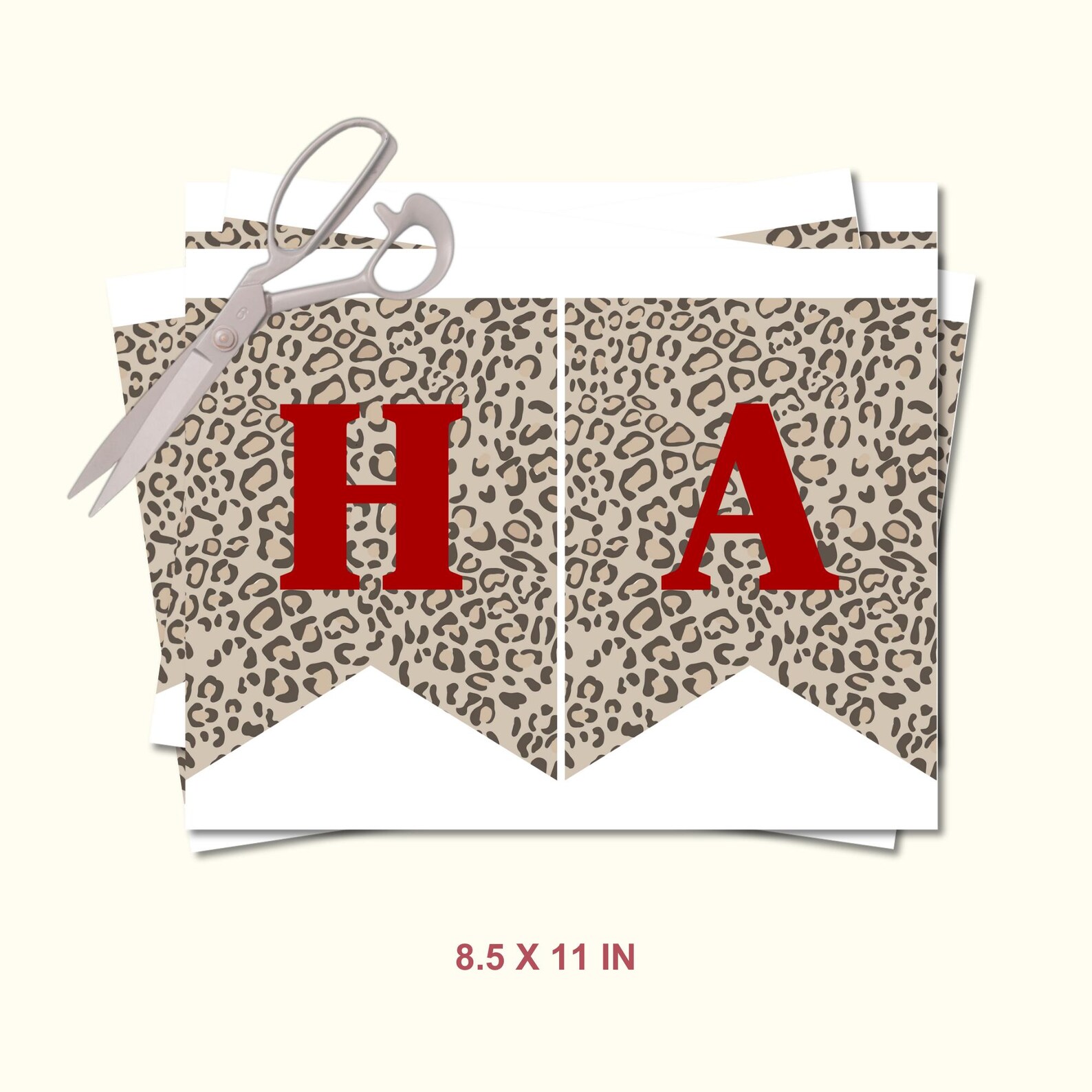 Red Leopard Print Happy Birthday Banner, Cheetah Print Birthday Banner ...