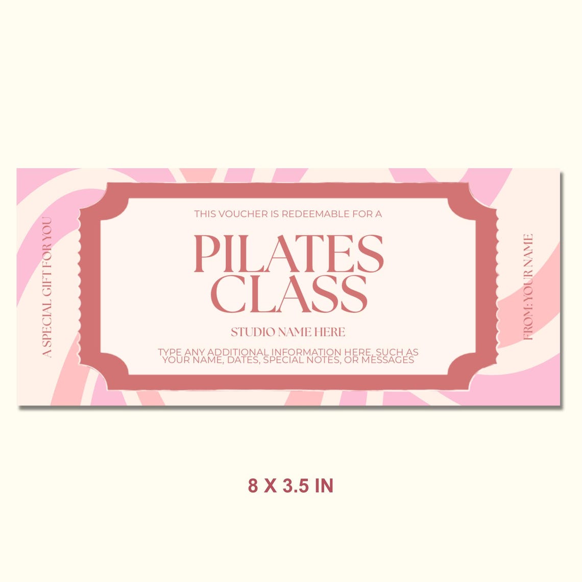 Pink Pilates Class Gift Voucher, Pilates Gift Certificate, Pilates Gift ...