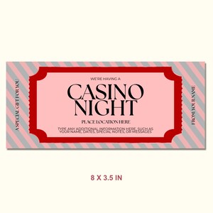 Casino Night Gift Voucher, Casino Night Gift Card, Casino Gift ...