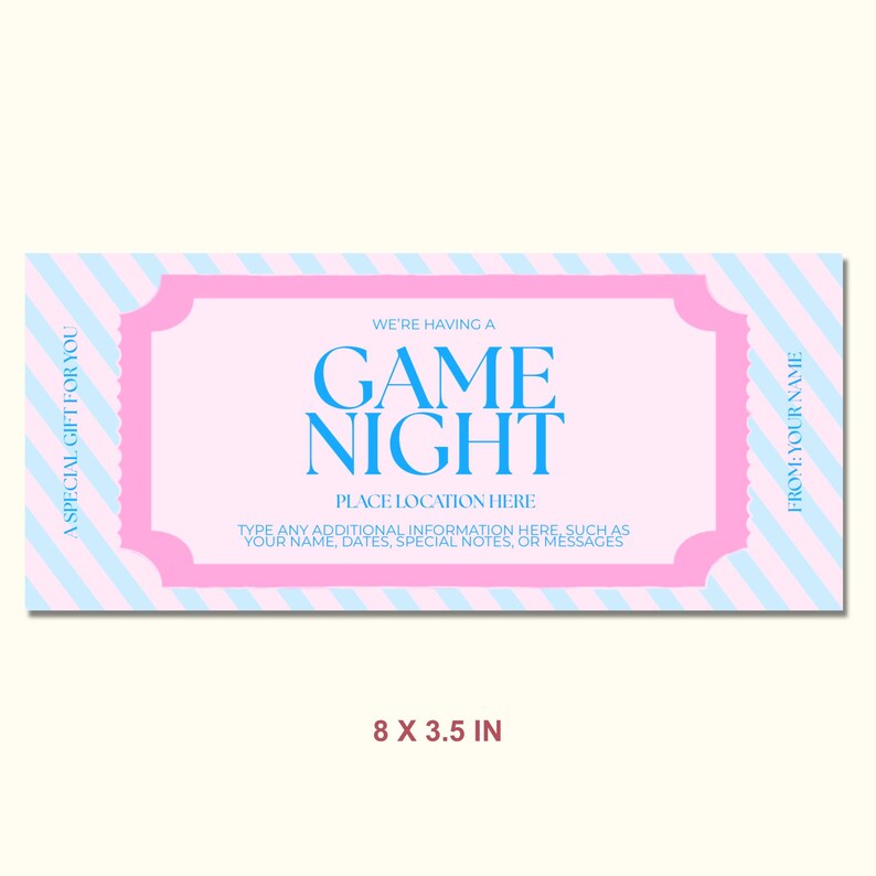 Game Night Gift Voucher, Game Night Gift Card, Game Night Gift ...
