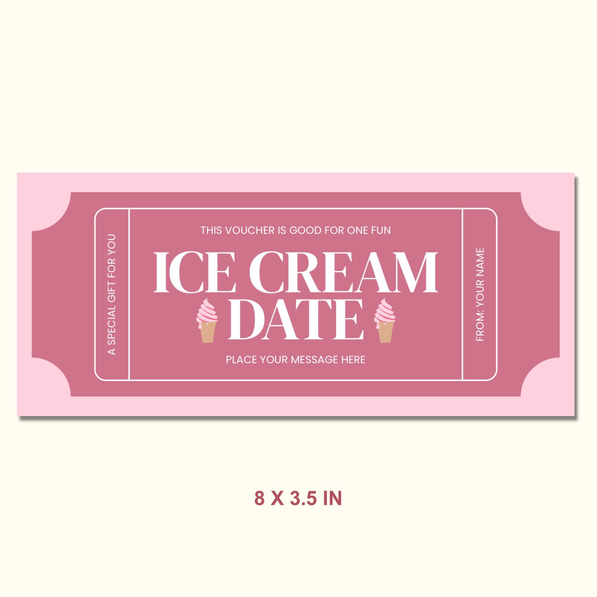 Ice Cream Date Gift Voucher, Ice Cream Gift Certificate, Ice Cream ...
