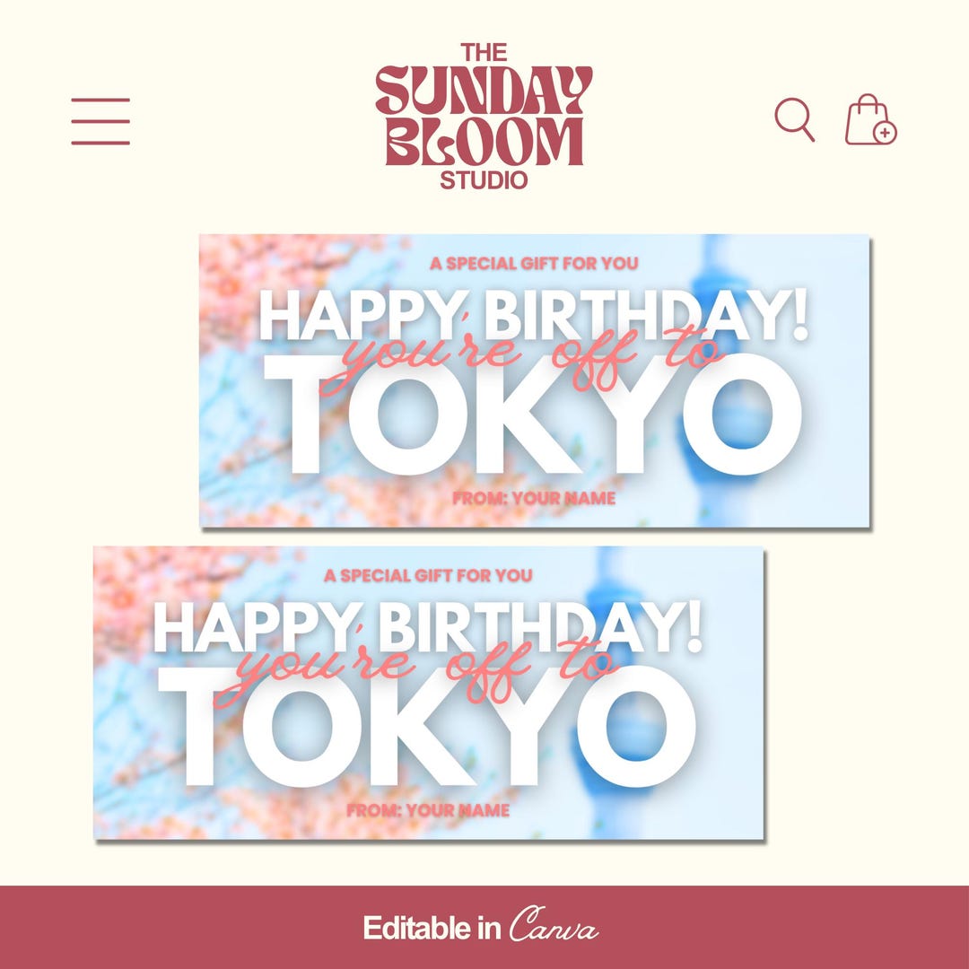 Tokyo Japan Gift Voucher, Tokyo Trip Gift Certificate, Tokyo Gift Card ...