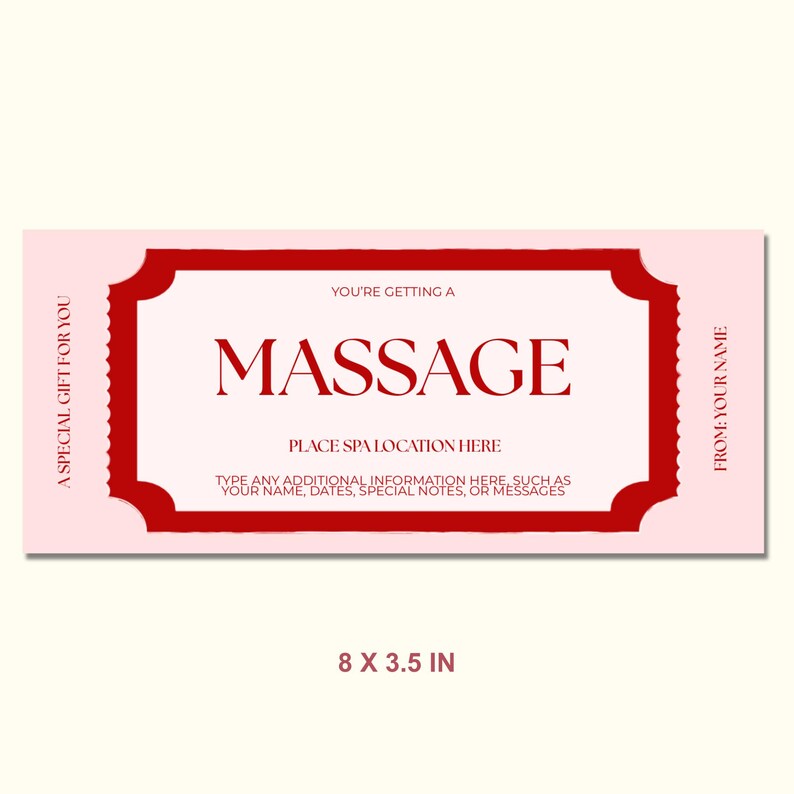 Massage Gift Voucher, Spa Day Gift Voucher, Massage Gift Certificate ...