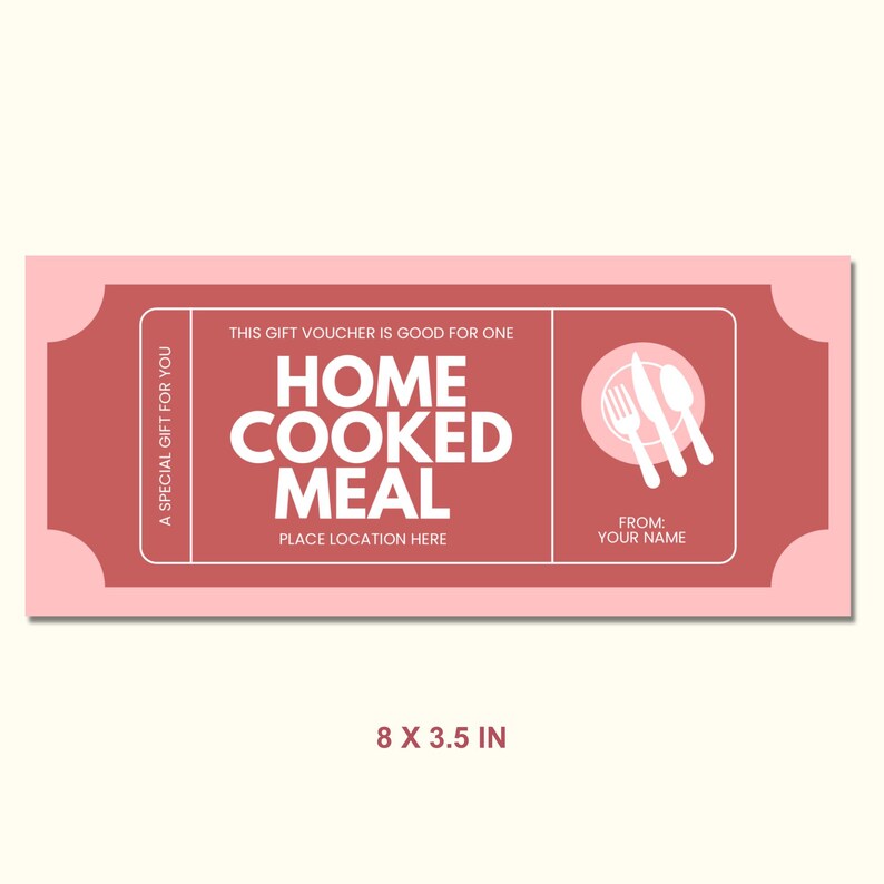 Home Cooked Meal Gift Voucher, Home Cooked Meal Gift Certificate, Home ...