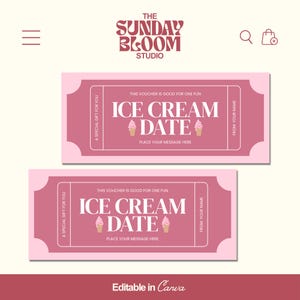 Ice Cream Date Gift Voucher, Ice Cream Gift Certificate, Ice Cream ...