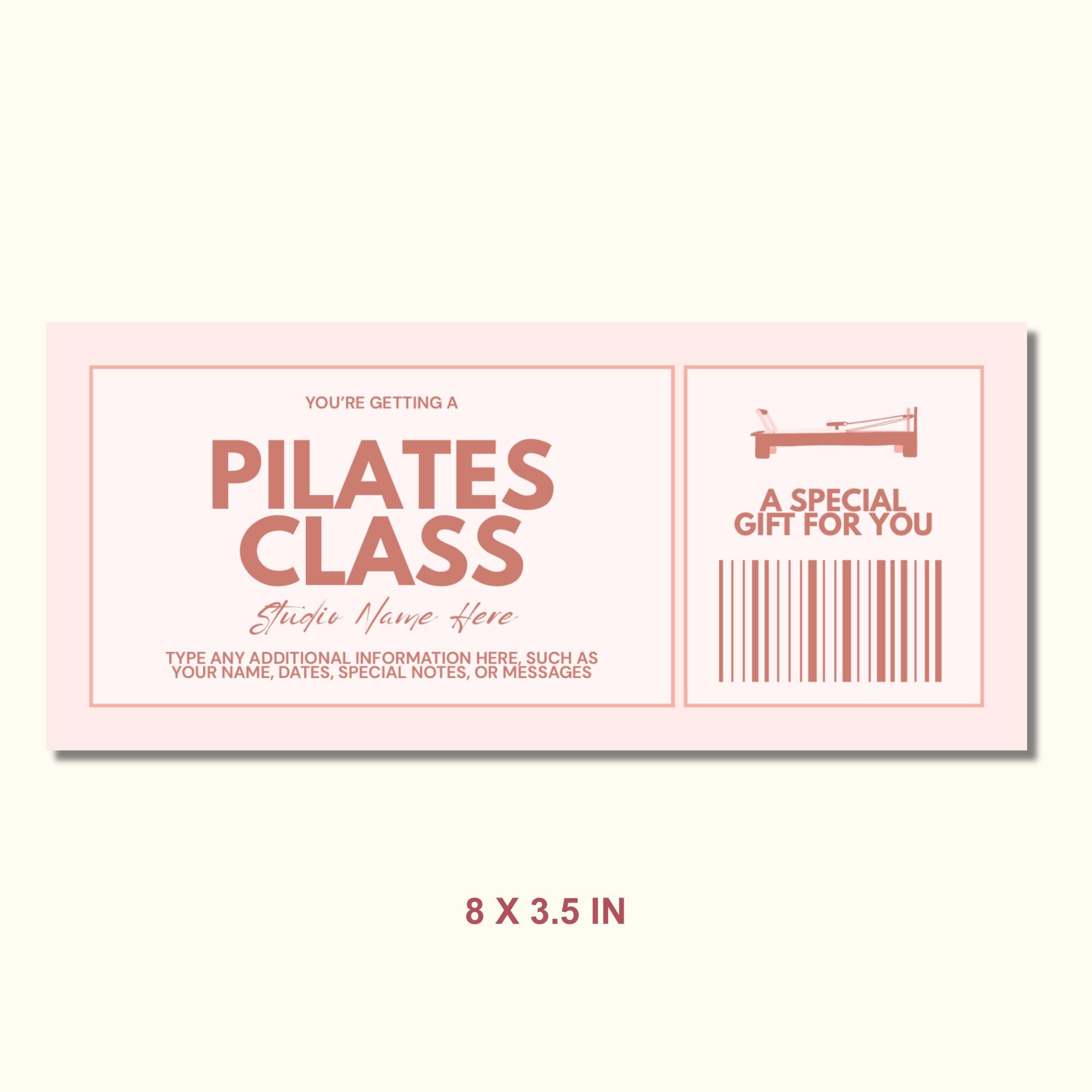Pilates Class Gift Voucher, Pilates Gift Certificate, Pilates Gift Card ...