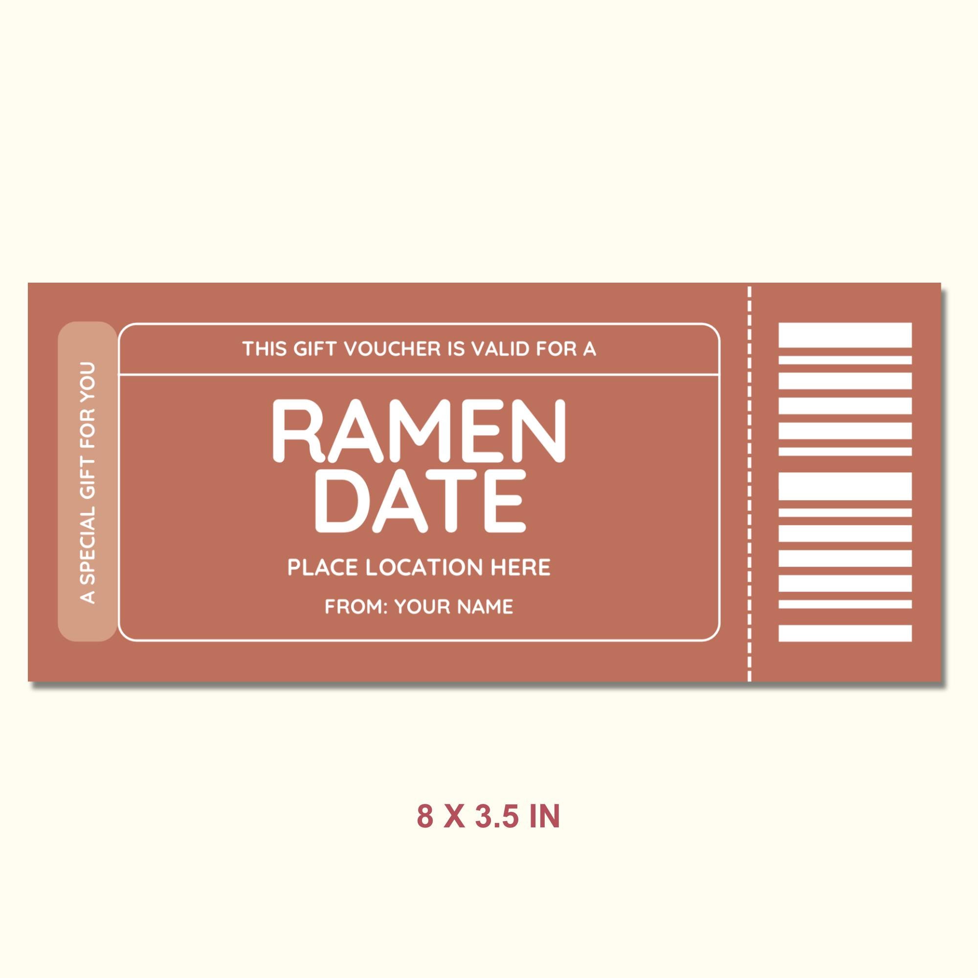 Ramen Date Gift Voucher, Ramen Night Gift Card, Ramen Date Gift ...