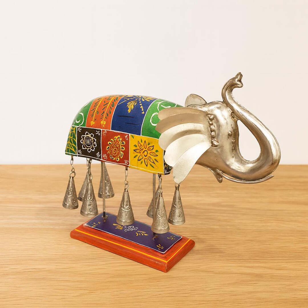 Metal Wooden Elephant With Bells Hand Crafted Showpiece - Etsy