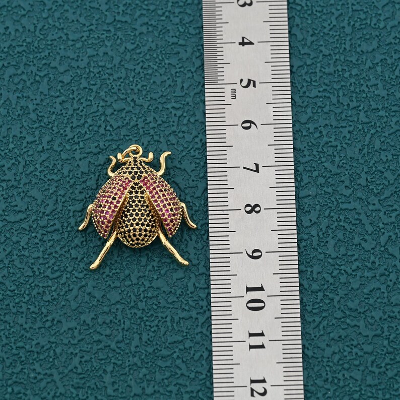 18K Gold Filled Ladybug Insect Design With Black and Red CZ Stones for ...