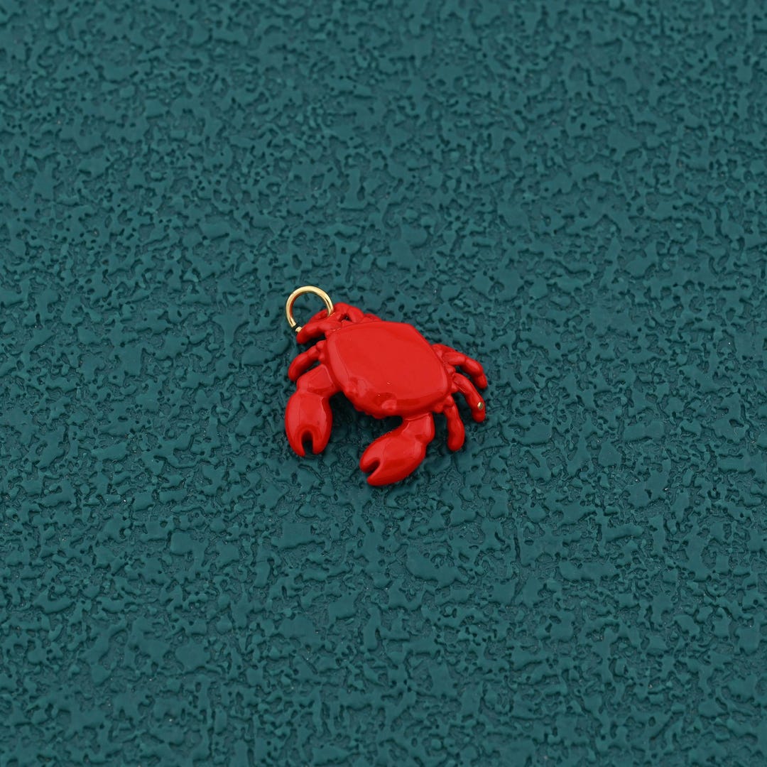 Creative Ocean Crab Pendant in Red Enamel for Crafting Necklace ...
