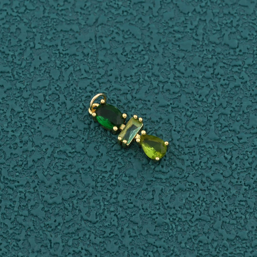 Geometric Multicolor CZ Charm in 18K Gold Filled for Custom Jewelry ...