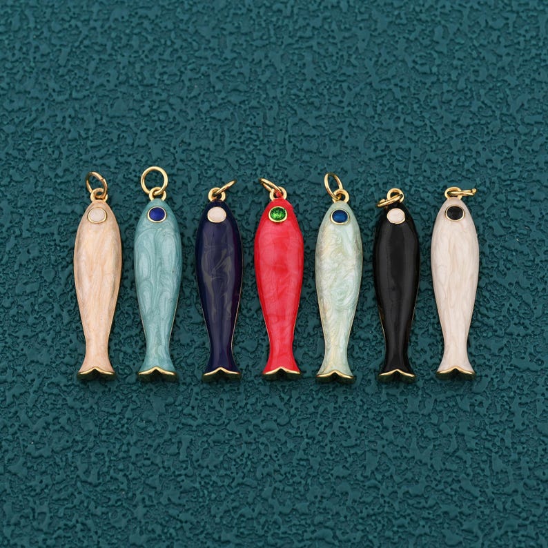 Luxury Colorful Enamel Fish Charm Pendant in 18K Gold Filled for ...