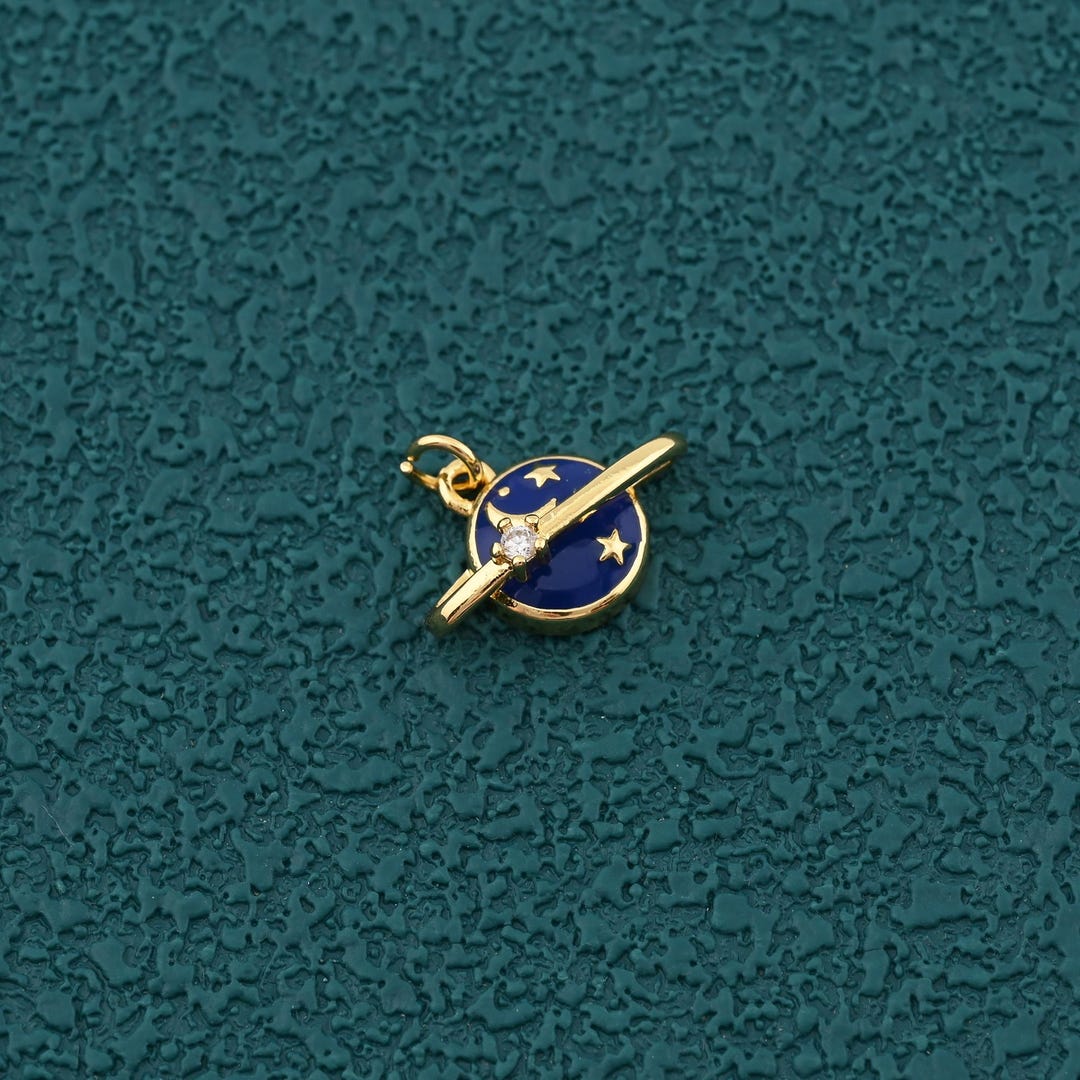 Beautiful 18K Gold Filled Cosmic Planet Pendant With Starry Zircon ...
