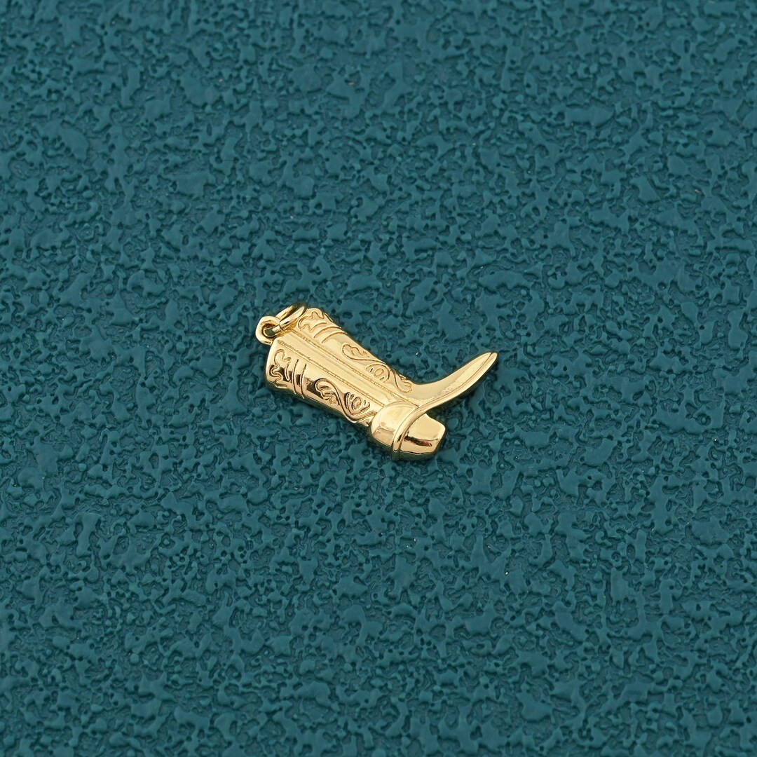 18K Gold Filled Cowboy Boot Pendant Western With Vintage Carved Details ...