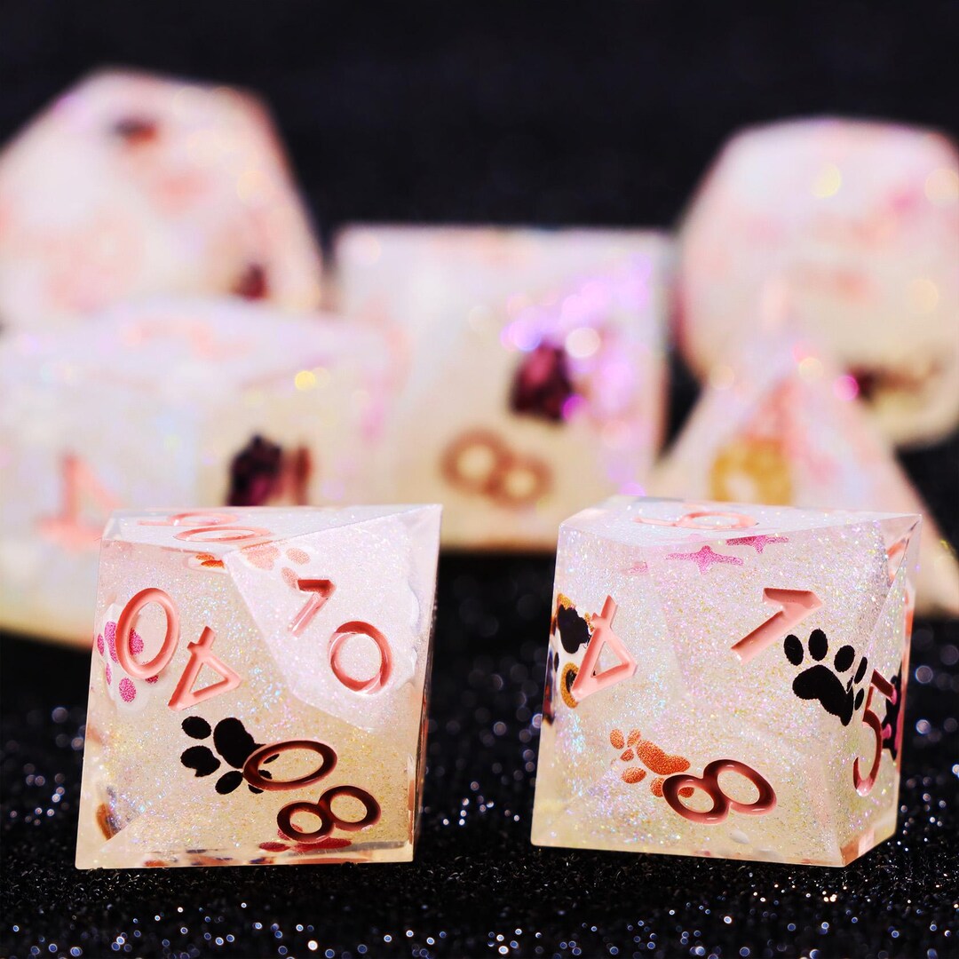 Full Pink Cat Dnd Dice Set for Magic Game, Cute Pink Dungeons and ...