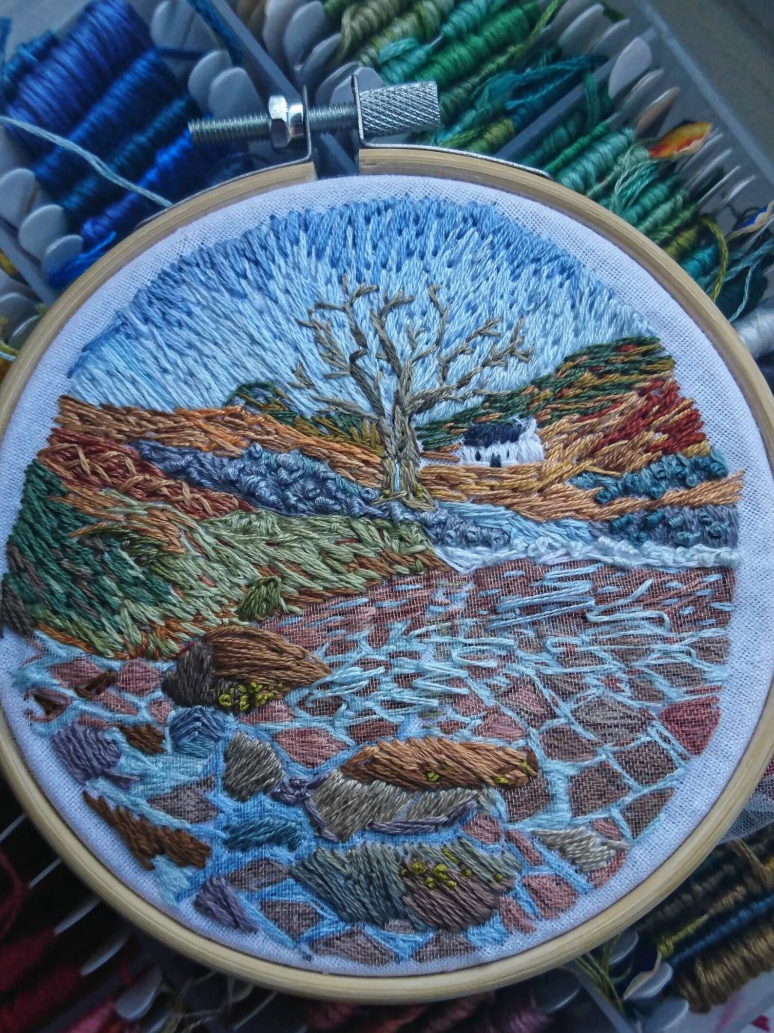 Croft in Scotland. Scottish Travel Embroidery. Framed in Hoop - Etsy