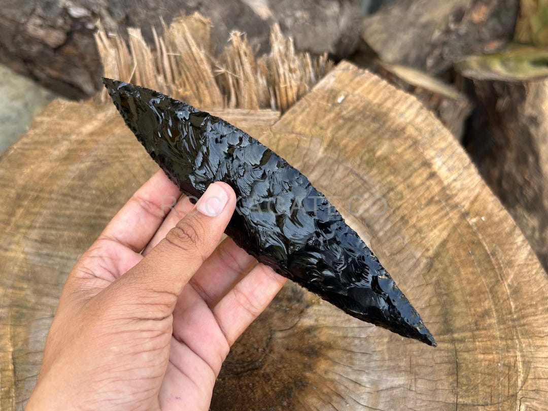 Handcrafted Obsidian Spear Point – Volcanic Glass Arrowhead – Stone ...