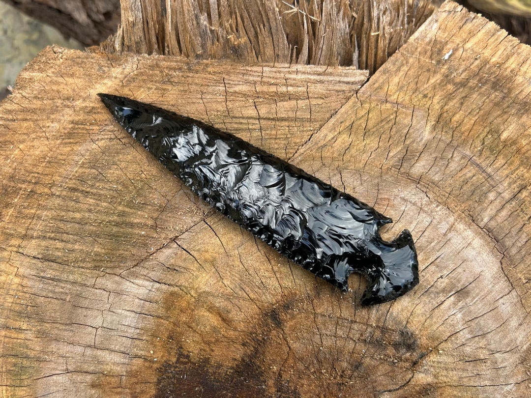 Obsidian Knife Blade – Flaked Stone Arrowhead for Crafts or Display by ...