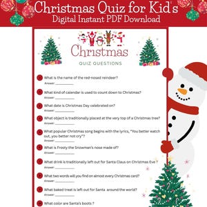 Printable Kids Christmas Quiz | Fun Holiday Trivia Game | Christmas ...