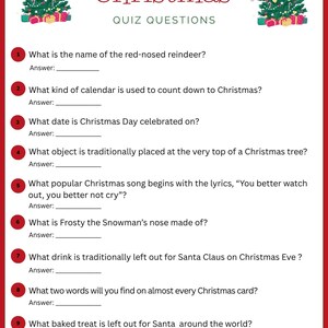 Printable Kids Christmas Quiz | Fun Holiday Trivia Game | Christmas ...
