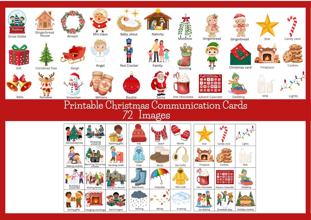 Pecs Printable Christmas Holiday Communication Cards | PECS Visuals ...