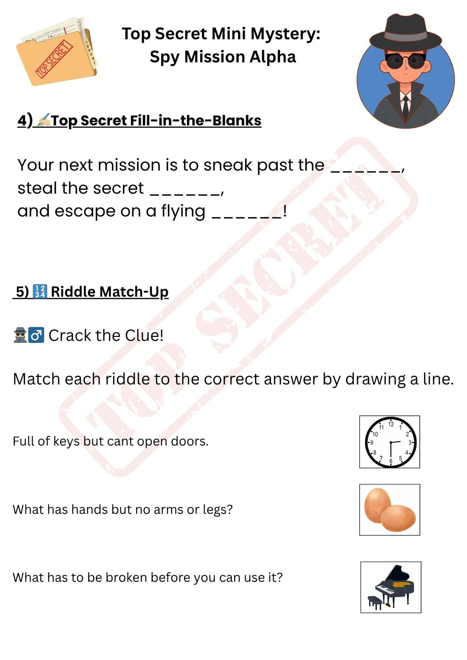 Kids Spy Mission Printable: Secret Agent Game, Code Breaker (PDF ...
