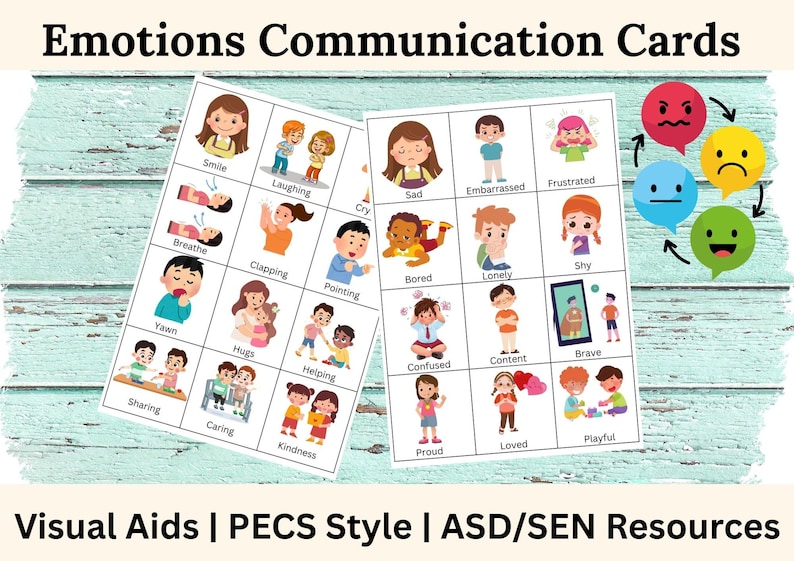Printable Communication Cards Pecs | Emotions, Feelings & Daily Needs ...