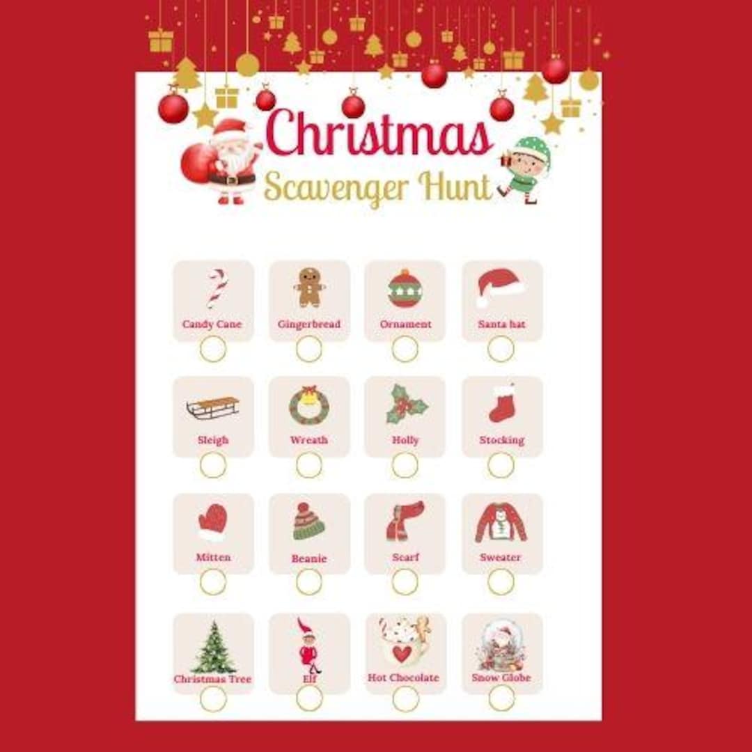 Christmas Scavenger Hunt Printable | A4 and US Letter | Kids Holiday ...