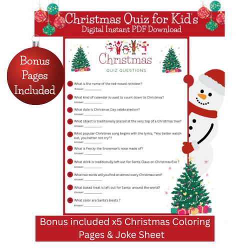 Printable Kids Christmas Quiz | Fun Holiday Trivia Game | Christmas ...