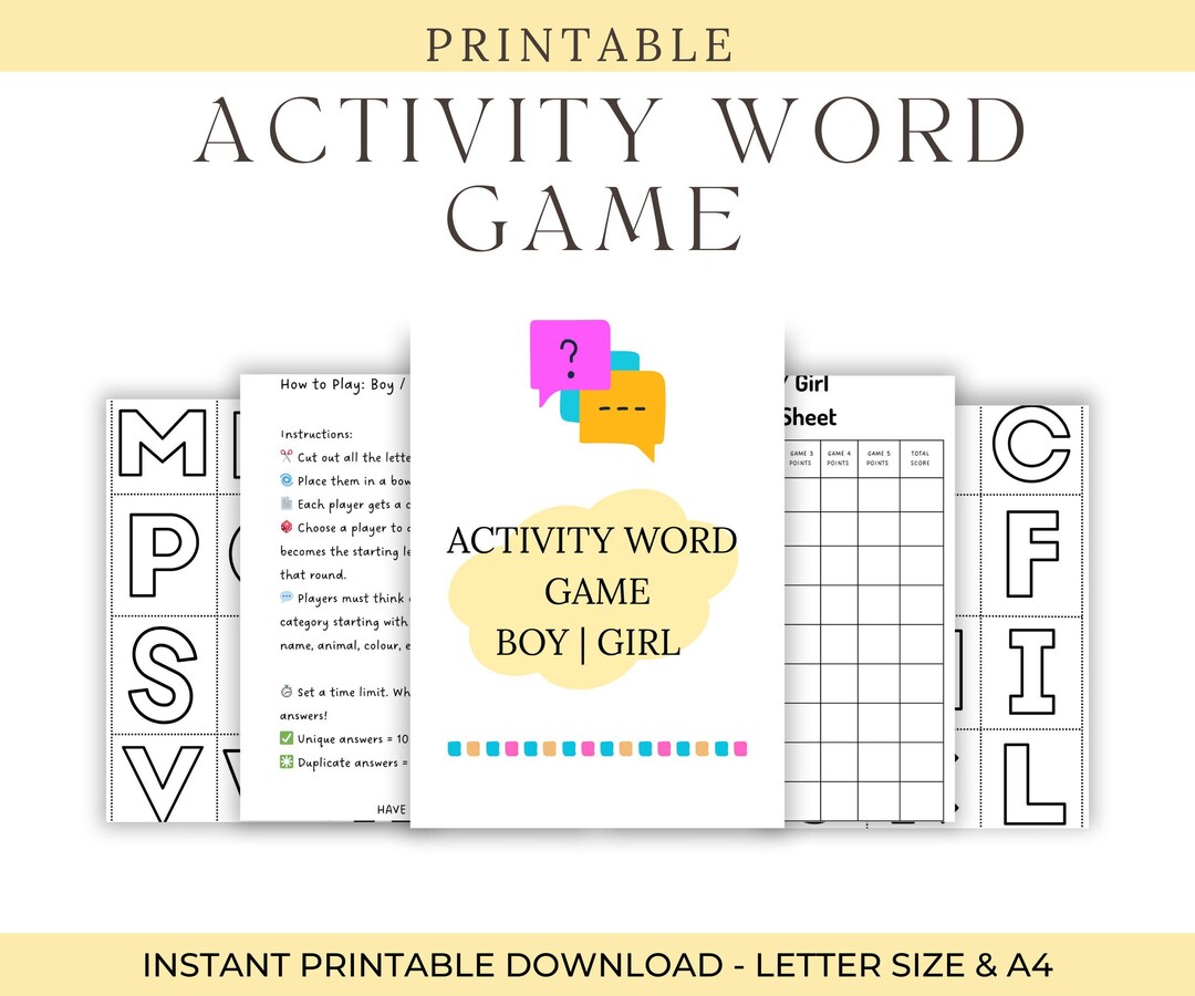 Printable Alphabet Word Game: Family Activity, Educational Fun (instant ...