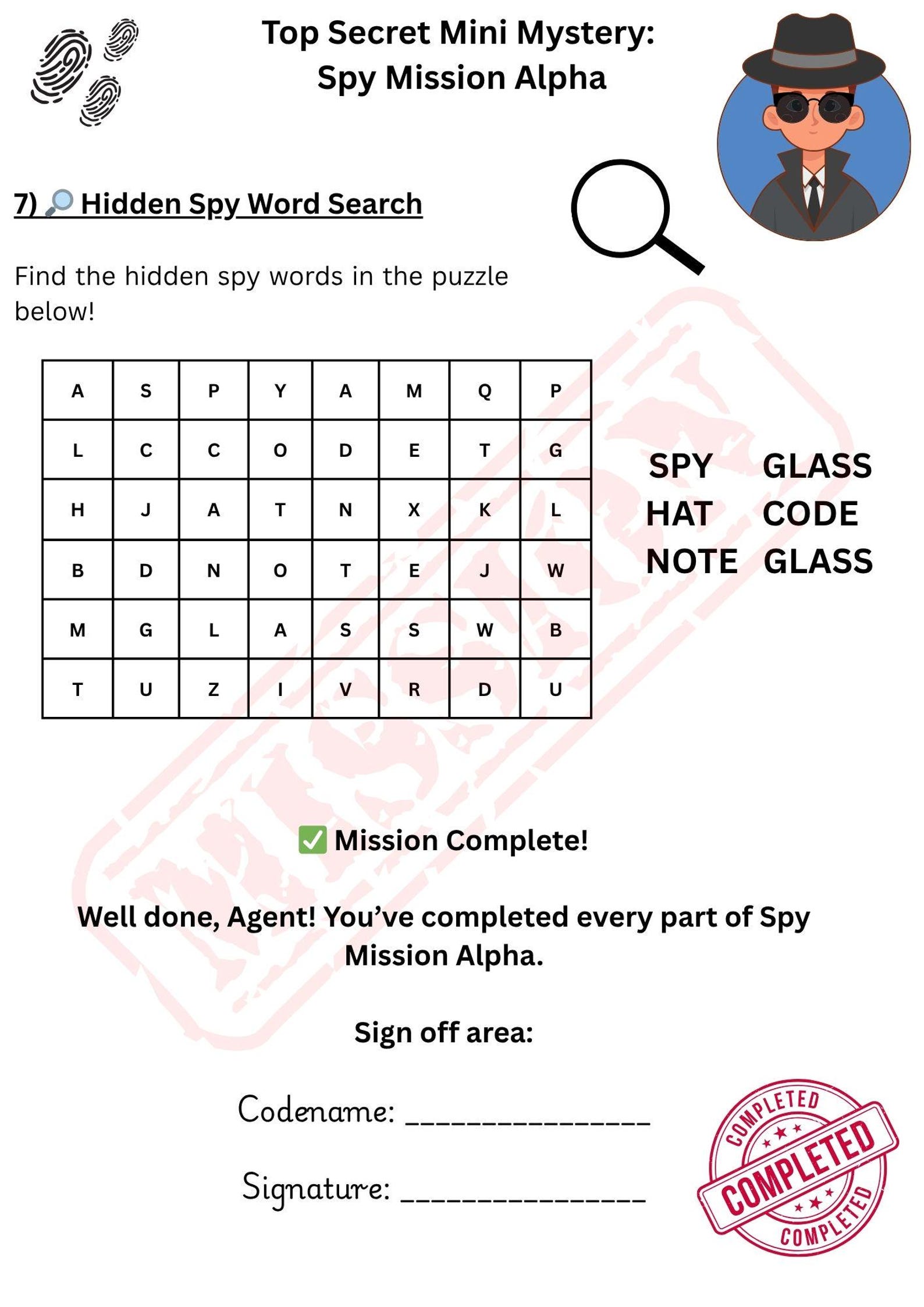 Kids Spy Mission Printable: Secret Agent Game, Code Breaker (PDF ...