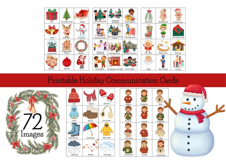 Pecs Printable Christmas Holiday Communication Cards | PECS Visuals ...
