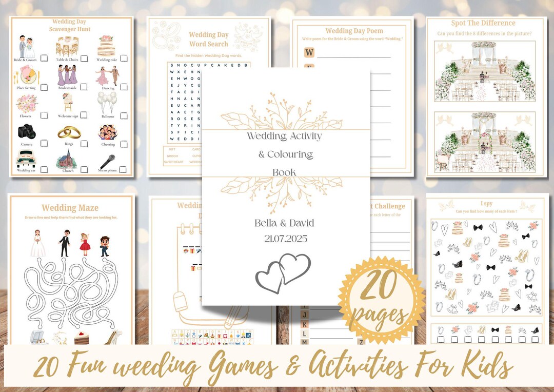 Kids Wedding Activity Book: Printable Coloring & Games (digital ...