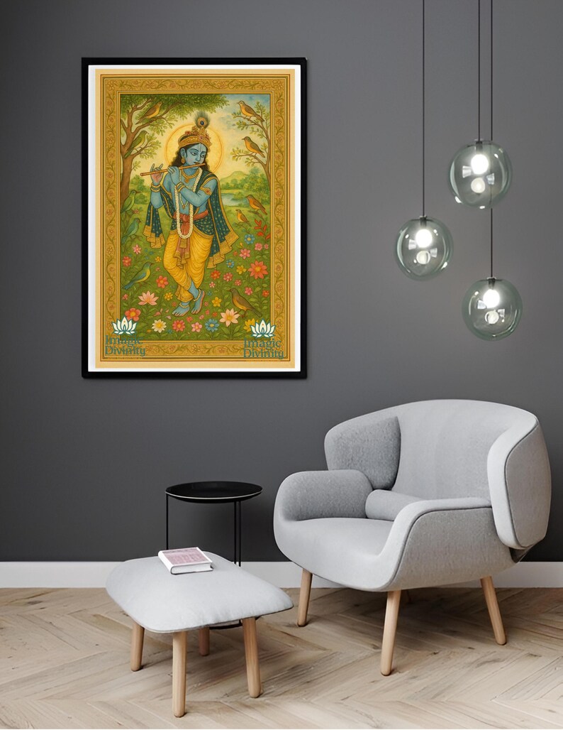 Lord Krishna Digital Wall Art | Traditional Hindu Poster | Vedic Decor ...